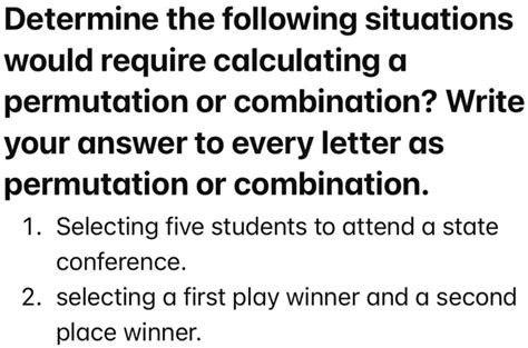 determine the following situations would require calculating a