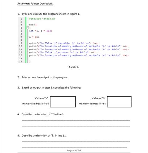 Solved Activity A Pointer Operations Type And Execute Chegg