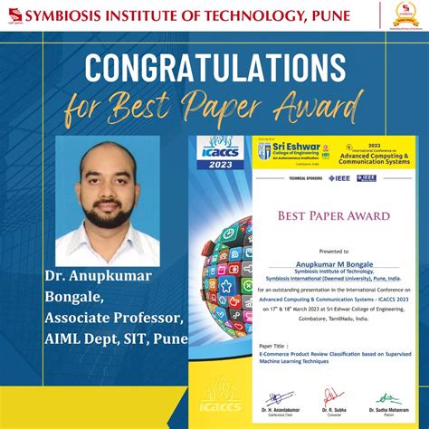 Department Of Ai And Machine Learning Sit Pune On Linkedin Ieeeconference Bestpaperaward