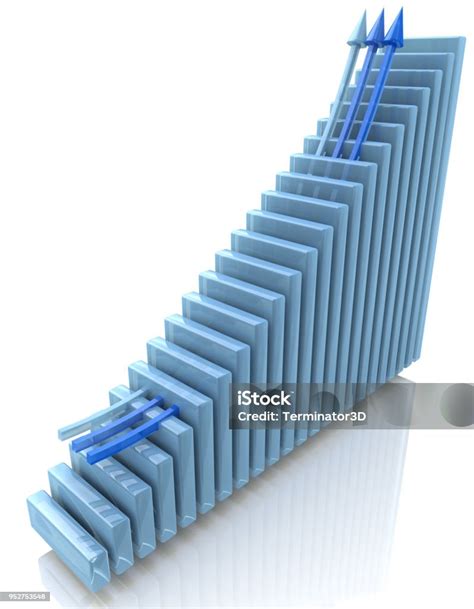 블루 바 차트 고 사업과 경제에 관련 된 정보 디자인에 이익 성장을 묘사 하는 화살표 3 차원 일러스트 레이 션 개발에 대한 스톡 사진 및 기타 이미지 Istock