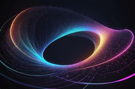 Premium Photo Abstract Circle Wave With Moving Dots Flow Of Particles Cyber Technology