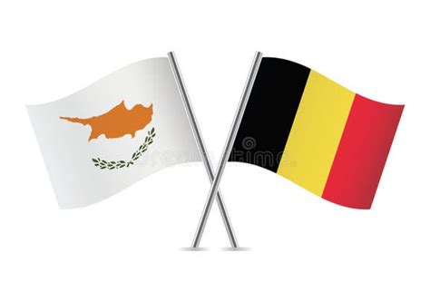 Banderas Cruzadas De Chipre Y Bélgica Banderas Chipriotas Y Belgas