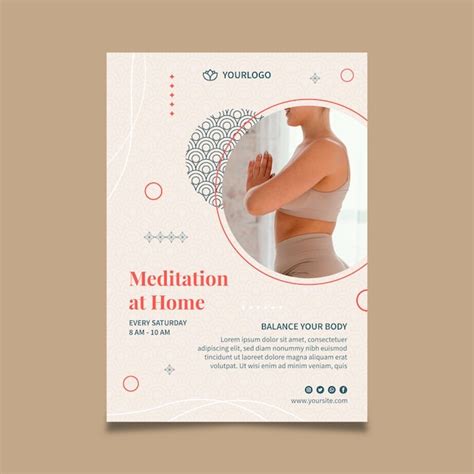 명상과 마음 챙김 수직 전단지 무료 벡터