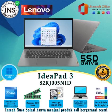 Jual Lenovo IdeaPad NID I U GB GB SSD WIN HSL OHS YR Jakarta Pusat Intech