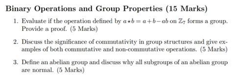 Solved Binary Operations and Group Properties (15 | Chegg.com