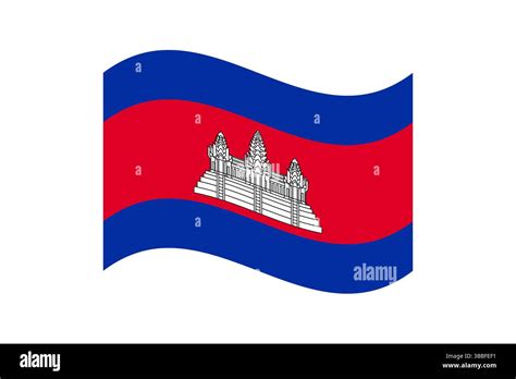 Flag Of Cambodia Cambodia Wavy Flag Digital Vector Illustration Fluttering Flag Stock Vector