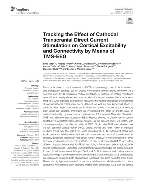 Pdf Tracking The Effect Of Cathodal Transcranial Direct Current Stimulation On Cortical