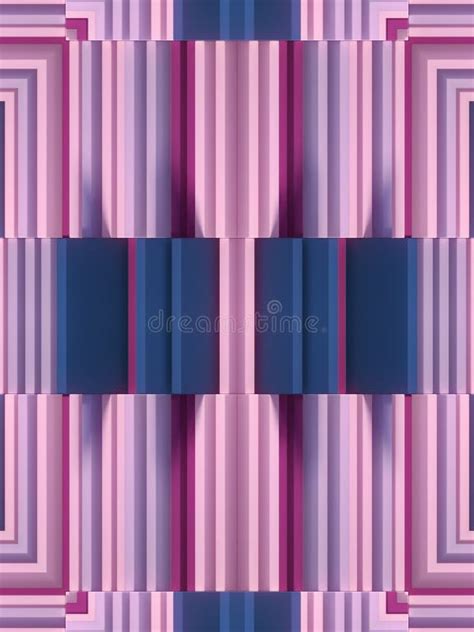 Kaleidoscopic Pattern Of Wave Rectangular Shapes 3d Rendering Digital