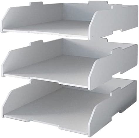 Jp Yfs B4レターケース デスクトレー 書類トレイ 書類整理ラック ファイルラック 卓上 白 横型 縦型 深型 3