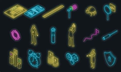 testing software icons set vector neon 12331819 vector art at vecteezy