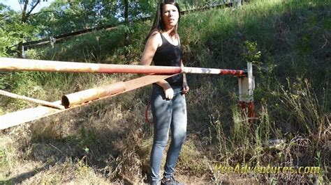 Empty Full Bladder On The Side Of The Road Outdoor Pee Standing In A