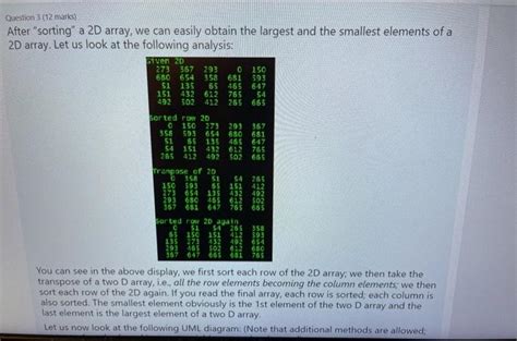 Solved Question Marks After Sorting A D Array We Chegg Com