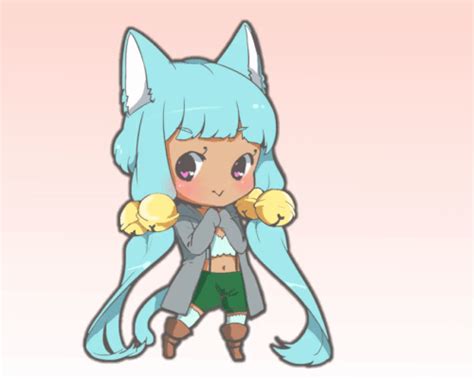 Гиф анимация Аниме девушка с ушками посылает воздушный поцелуй By Nachooz