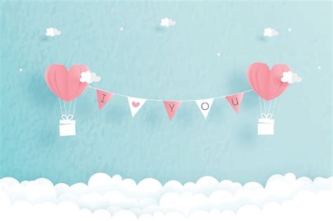 나는 하늘에 심장 풍선과 레이블 종이 아트 디자인 벡터 일러스트와 개념을 사랑 해요 당신을 사랑합니다에 대한 스톡 벡터 아트 및 기타 이미지 당신을 사랑합니다 2월