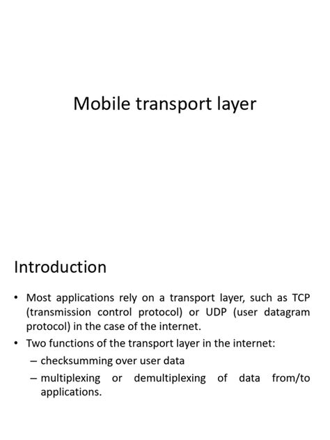 Mobile Transport Layer Uploaded Pdf Transmission Control Protocol Network Congestion