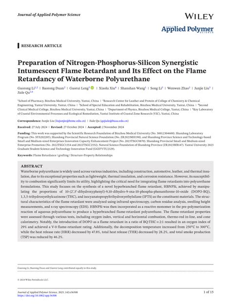 Preparation Of Nitrogen‐phosphorus‐silicon Synergistic Intumescent Flame Retardant And Its