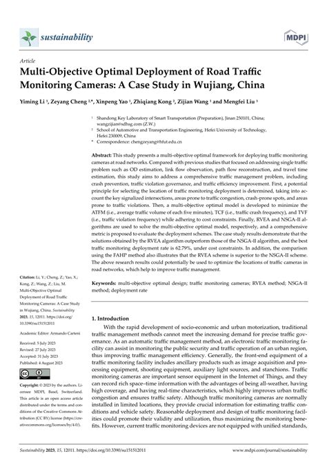 PDF Multi Objective Optimal Deployment Of Road Traffic Monitoring Cameras A Case Study In