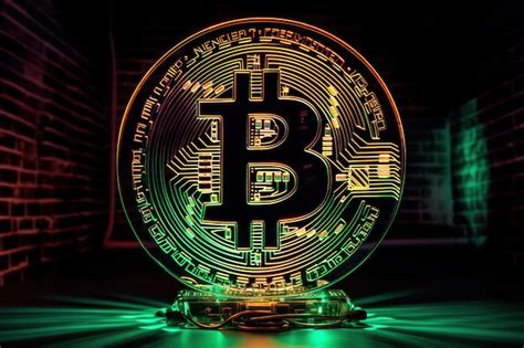 Premium AI Image A Green And Orange Coin Bitcoin