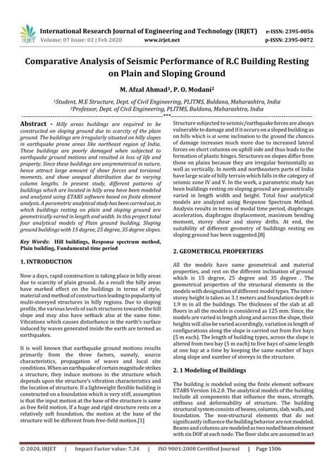 irjet comparative analysis of seismic performance of r c building