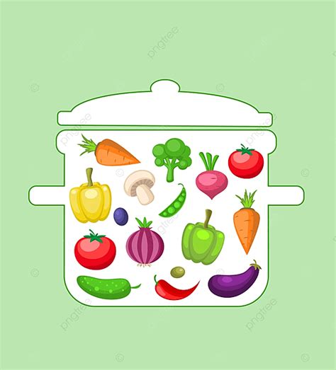 Verduras En La Sartén Sobre Un Fondo Verde Png En Los Berenjena Png
