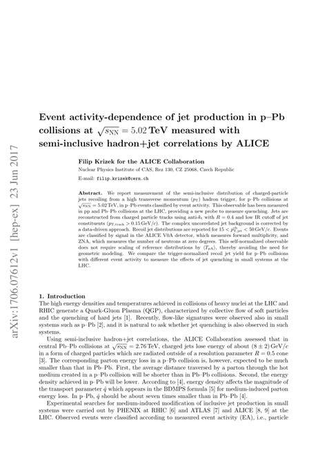 Pdf Event Activity Dependence Of Jet Production In P Pb Collisions At Sqrt S Rm Nn 5