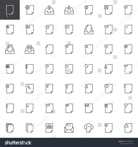 Document Files Outline Icons Set Linear Stock Vector Royalty Free Shutterstock