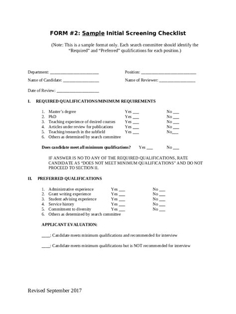 2 Initial Screening Checklist Doc Template Pdffiller