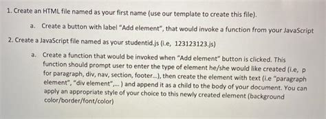 Solved 1 Create An Html File Named As Your First Name Use