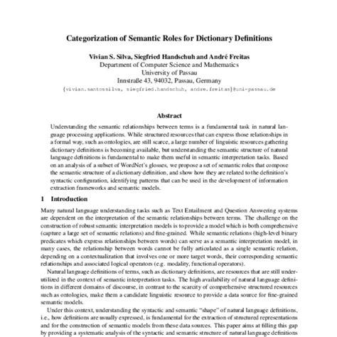categorization of semantic roles for dictionary definitions acl anthology