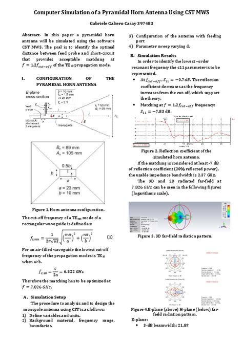 Pdf Computer Simulation Of A Pyramidal Horn Antenna Using Cst Mws