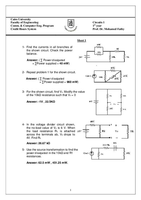parallel circuit problems pdf