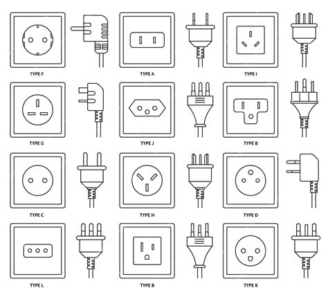 Premium Vector Ac Sockets With Power Plugs Outlet And Connector Types
