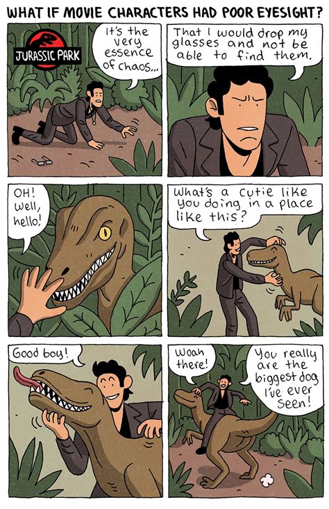 Cartoon What If Movie Characters Had Poor Eyesight Jurassic Park