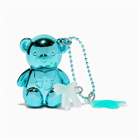 Blue Chrome Bear Lip Gloss Keyring Claires