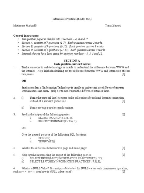 Ip Preboard Question Paper Pdf Network Topology World Wide Web