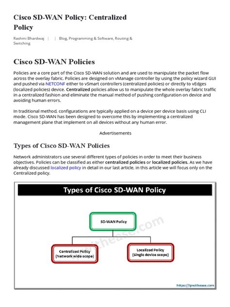 Cisco Sd Wan Policy Centralized Policy Ip With Ease Pdf Virtual