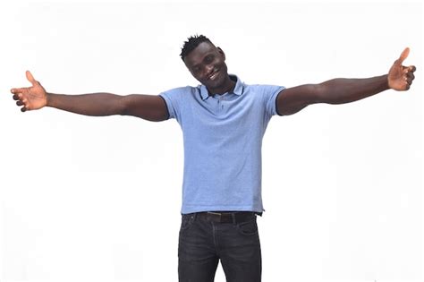 Premium Photo African Man Hugging On White Background
