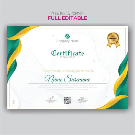 Premium Vector Full Editable Certificate Design