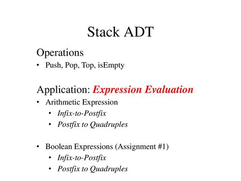 stack adt operations application expression evaluation ppt download