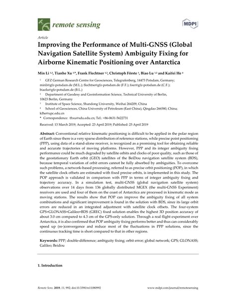Pdf Improving The Performance Of Multi Gnss Global Navigation