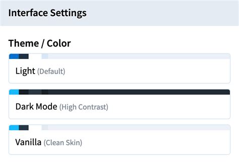 Interface Settings The Lens