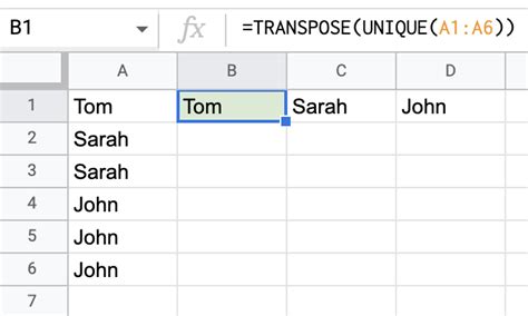 Google Sheets Use UNIQUE Function And Display As A Row Stack Overflow