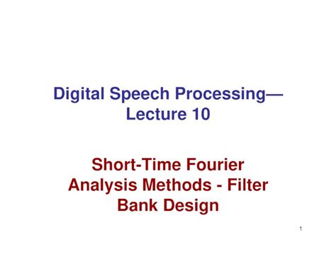 Pdf Digital Speech Processing— Lecture 10 Short Time Speechshort