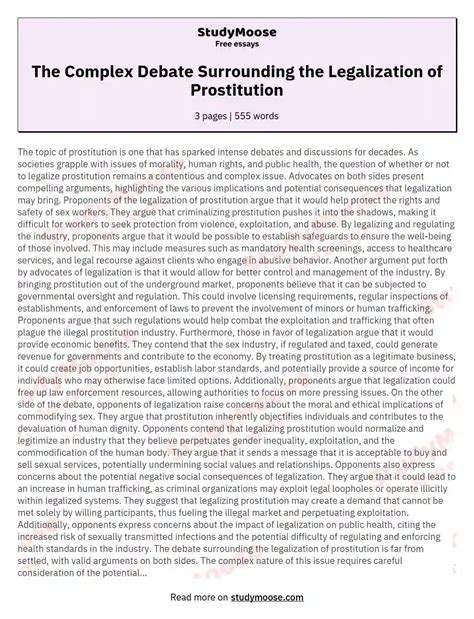 The Complex Debate Surrounding The Legalization Of Prostitution Free