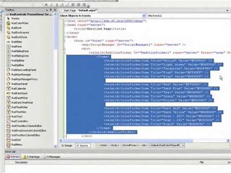 Defining The Color Palette In ColorPicker For ASP NET AJAX YouTube