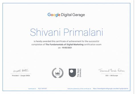 Shivani Primalani on LinkedIn: Successfully completed the online course Fundamentals of Digital ...