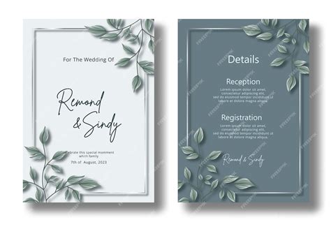 Premium Vector Wedding Invitation Card Simple Modern With Foliage