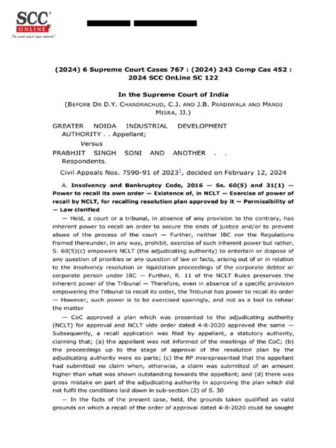 Greater Noida V Prabhjit Singh Soni 2024 6 Scc 767 Redacted Pdf