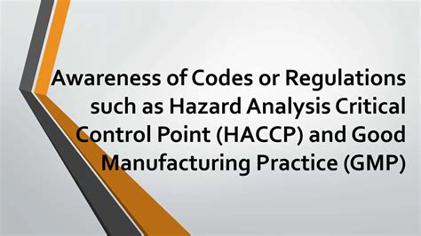 Awareness Of Codes Or Regulations Such As Hazardpptx