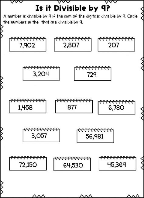 Divisible By 9 Worksheet Divisibility Rules Sped Math Classful